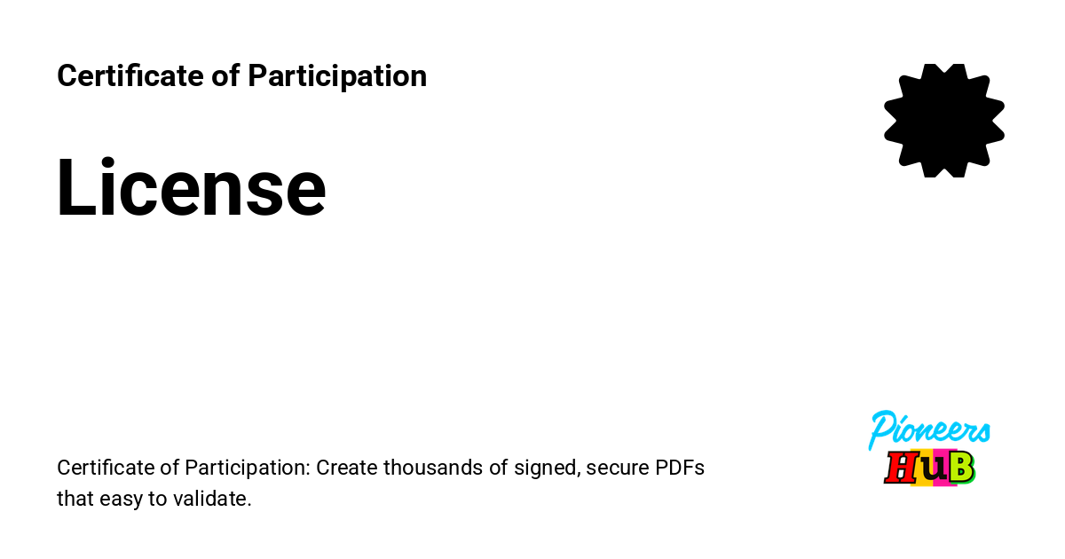 License - Certificate of Participation